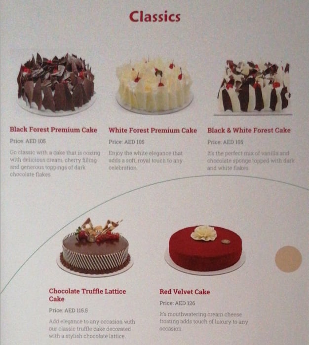 Menu at Mister Baker cafe, Abu Dhabi, ADNOC Service Station - Airport Rd
