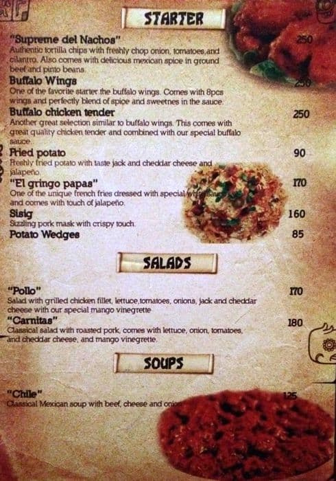 Menu at Su Casa Mexican Grill restaurant, Parañaque