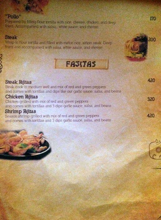 Menu at Su Casa Mexican Grill restaurant, Parañaque