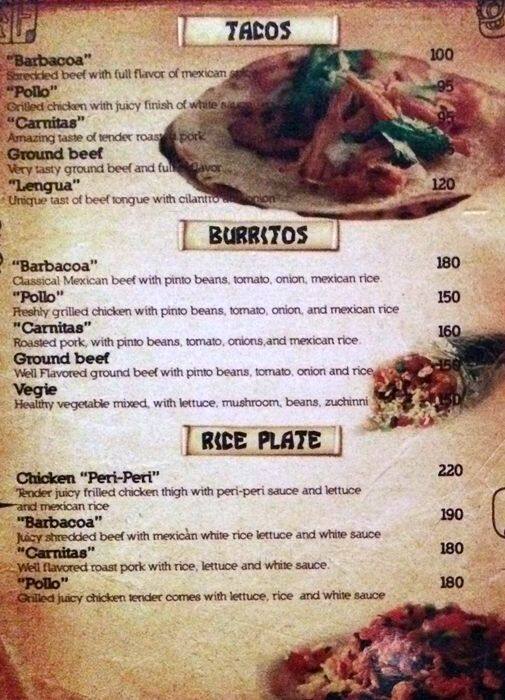Menu at Su Casa Mexican Grill restaurant, Parañaque