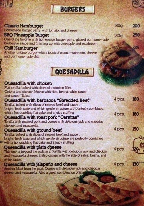 Menu at Su Casa Mexican Grill restaurant, Parañaque