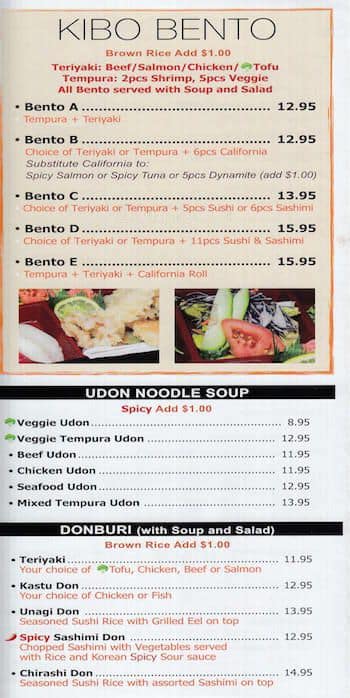 Menu at Kibo Sushi - Summerhill restaurant, Toronto, 7 Walker Ave