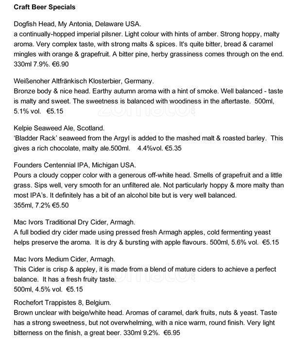 Menu at F.X. Buckley Steakhouse Monkstown, Dublin, 3A Monkstown Cres