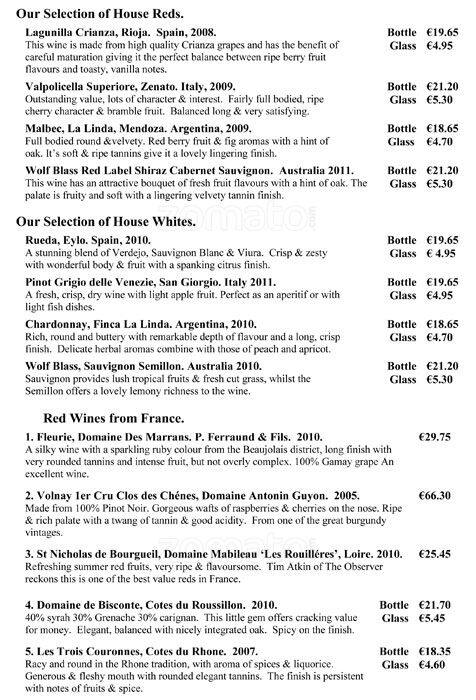 Menu at F.X. Buckley Steakhouse Monkstown, Dublin, 3A Monkstown Cres