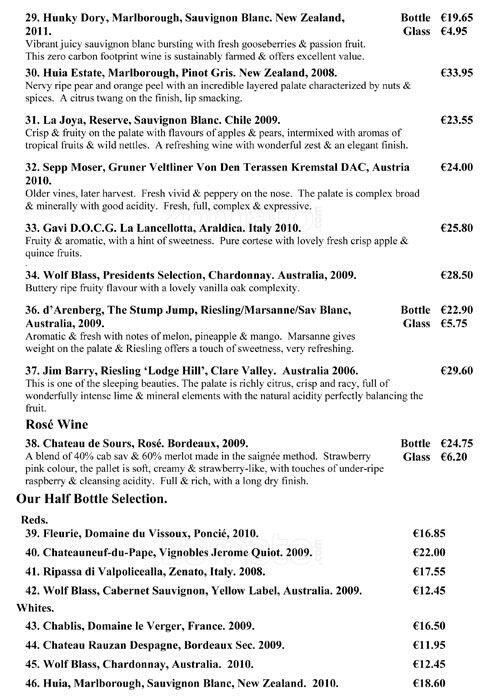 Menu at F.X. Buckley Steakhouse Monkstown, Dublin, 3A Monkstown Cres