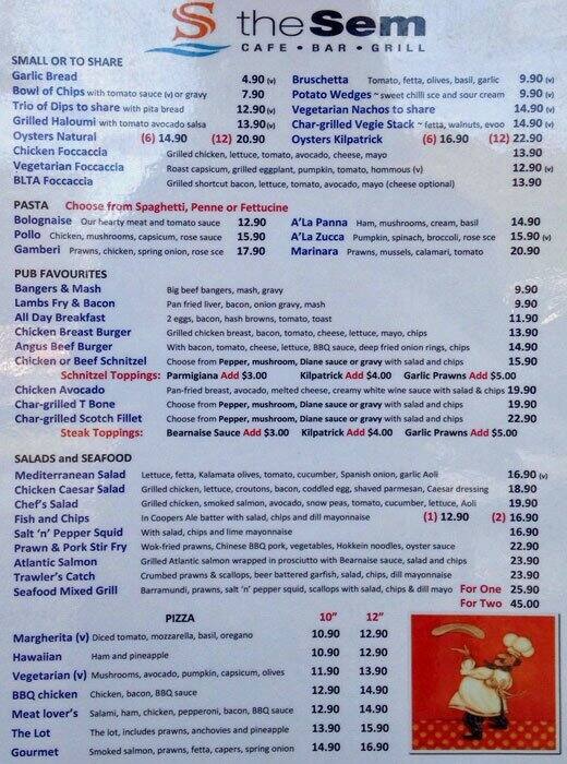 Menu at Caffe Primo restaurant, Semaphore, 17 Semaphore Rd