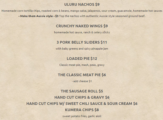 Menu at Kangaroo & Kiwi pub & bar, Seattle