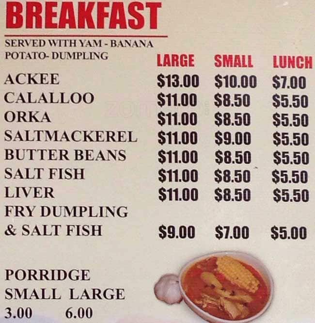 Menu at Triple D's Place restaurant, New York City, 771 Washington Ave