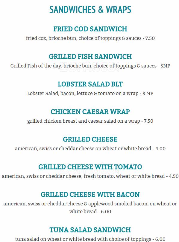 Menu at Ten Clams restaurant, Groton