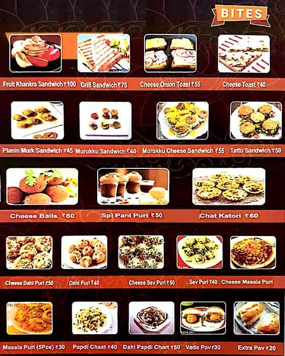 Menu at Rajshree mithai,chats, Vellore