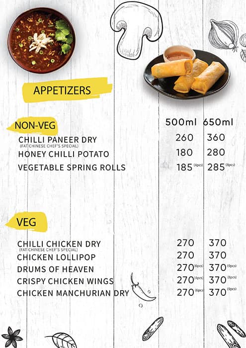 Menu of Fat Chinese Chef, Sector 72, Noida