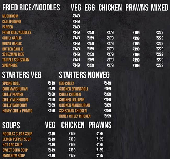 Menu at Charminar Biryani, Bengaluru