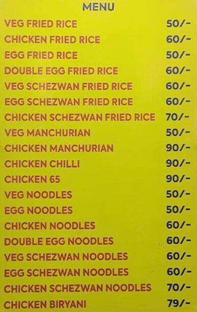 Menu of Shine Fast Food & Biryani, Kukatpally, Hyderabad