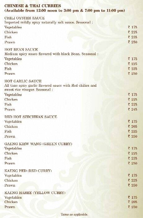 Menu at Black Pepper Longue, Bengaluru, WJPC+GVG