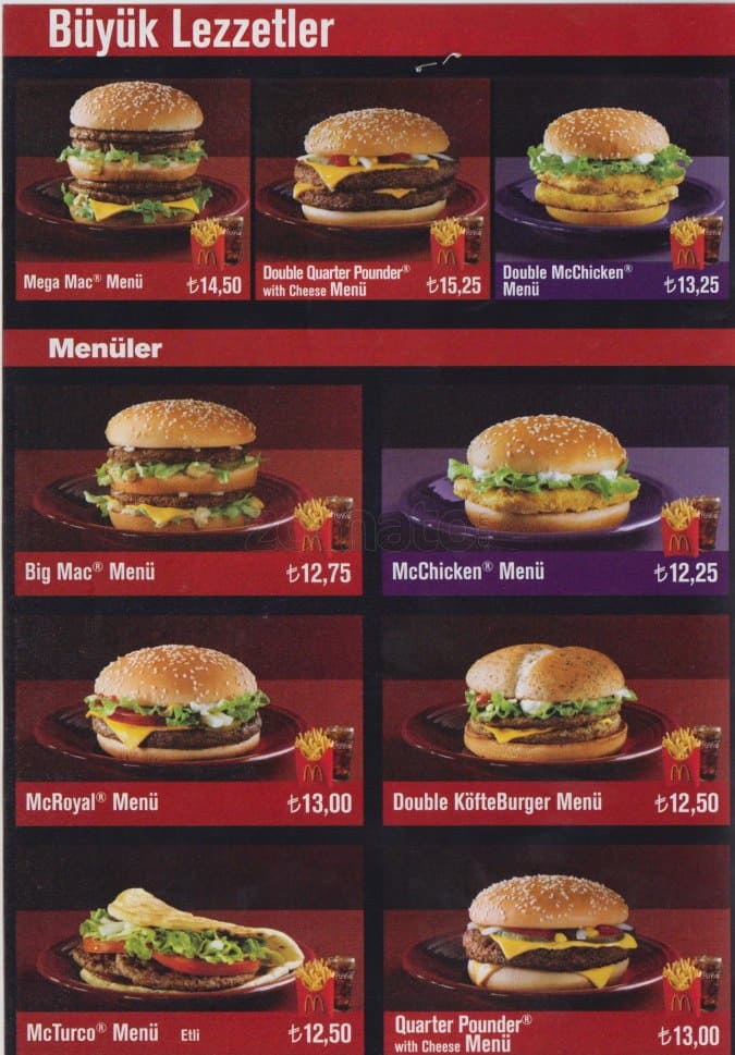 Mcdonaldsmenuler