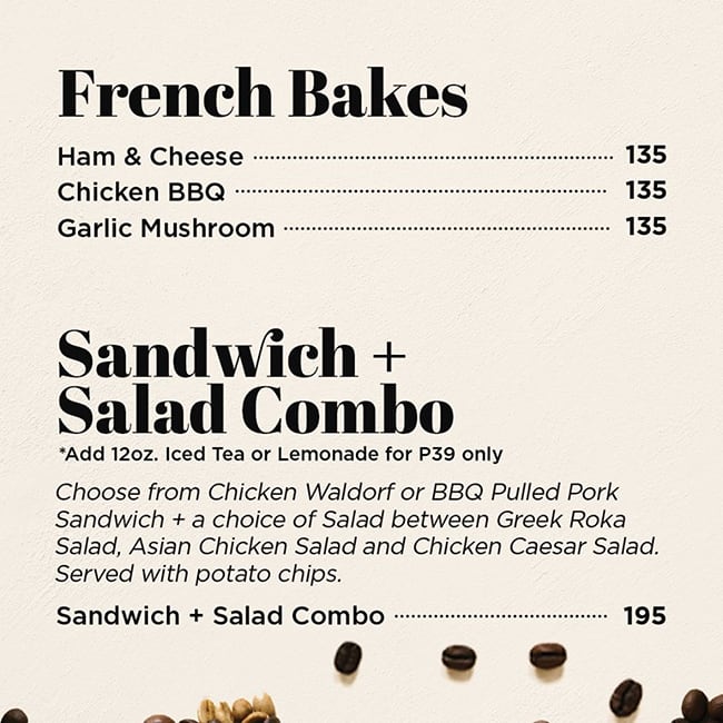 Menu at Figaro cafe, Manila, Robinsons Place Manila