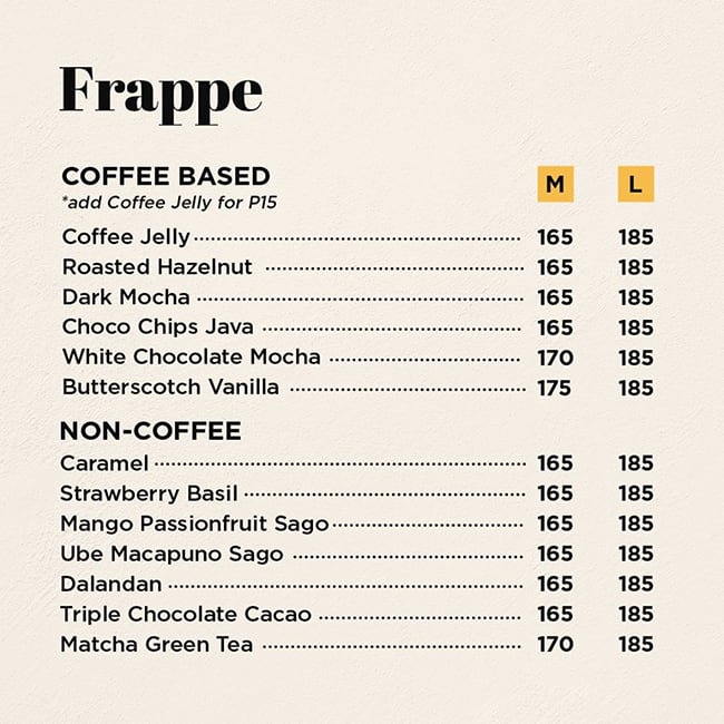 Menu at Figaro cafe, Manila, Robinsons Place Manila