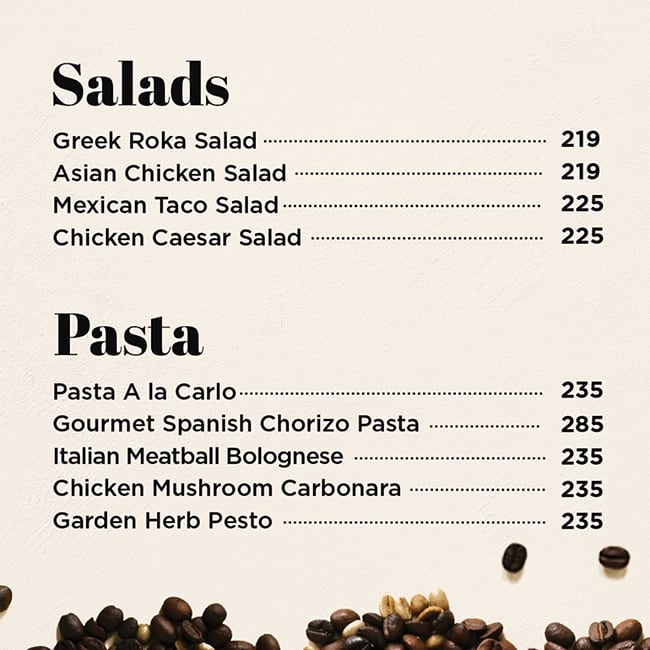 Menu at Figaro cafe, Manila, Robinsons Place Manila