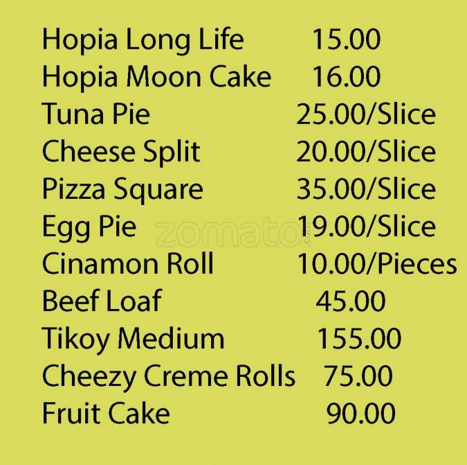 Menu at Bakers' Fair Ongpin restaurant, Manila