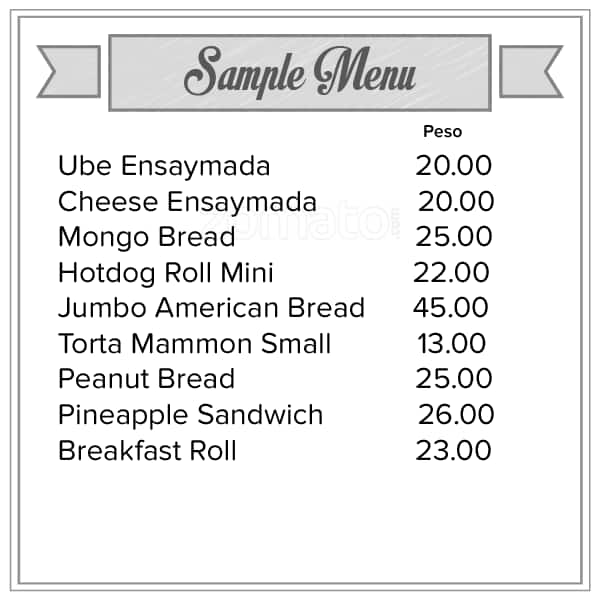 Menu at Bakers' Fair Ongpin restaurant, Manila