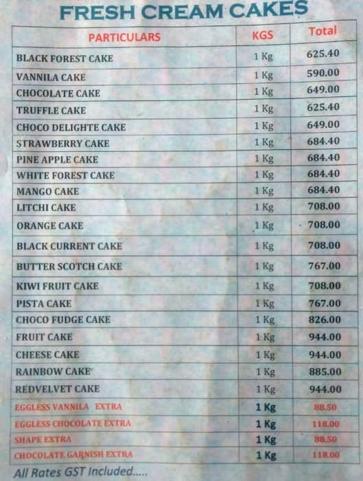 The Cake Point Menu, Menu for The Cake Point, Mogappair, Chennai - Zomato
