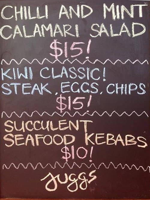 Menu at Jugs pub & bar, Hamilton