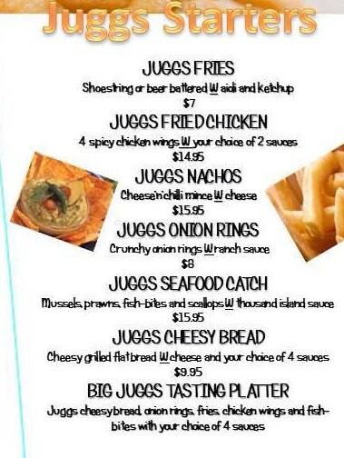 Menu at Jugs pub & bar, Hamilton