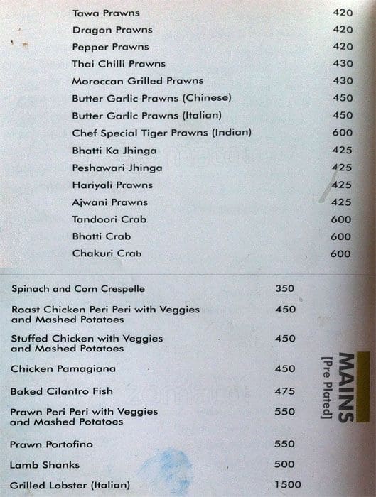 Menu at The Farm, Hyderabad, House 9-4-77/G/17 and 18