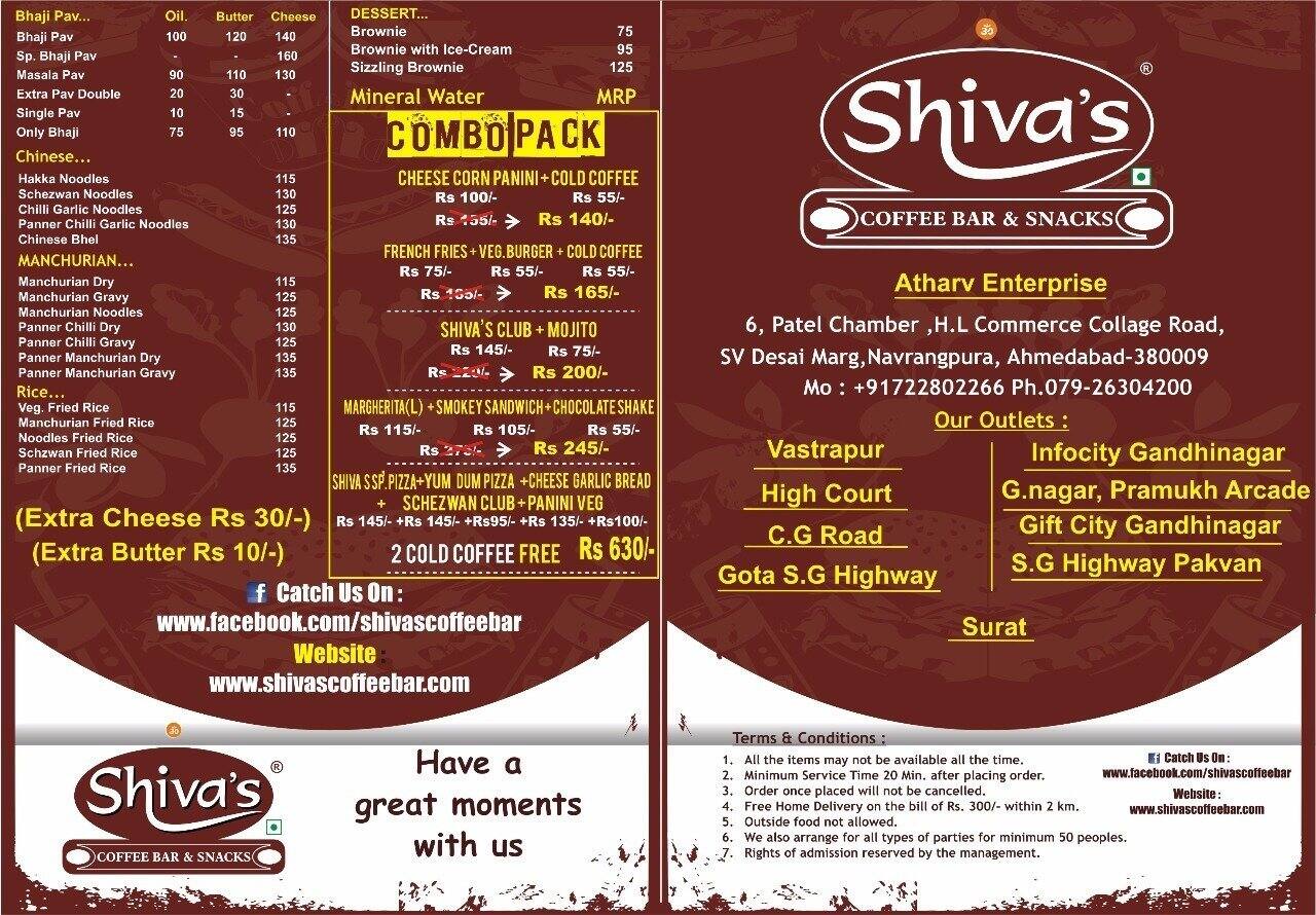Shiva's Coffee Bar & Snacks menu - Zomato