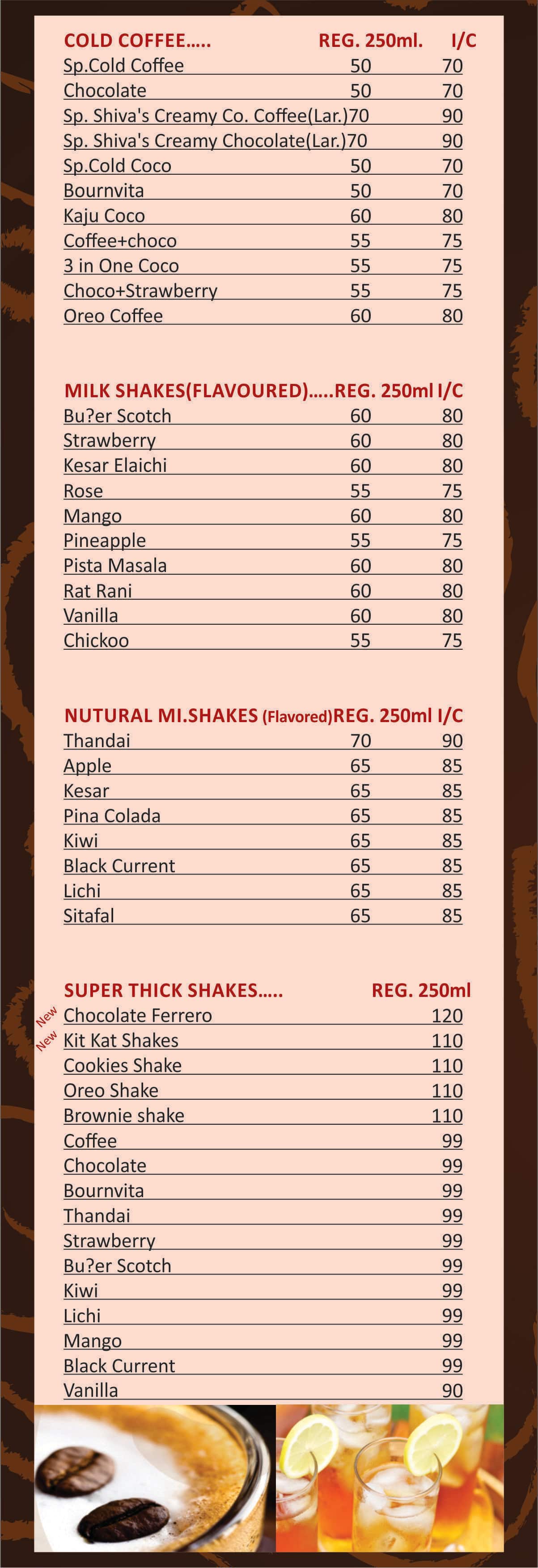 Shiva's Coffee Bar & Snacks Menu - Zomato