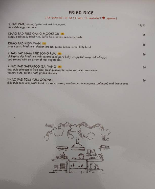 Menu at FOMO Thai restaurant, Melbourne