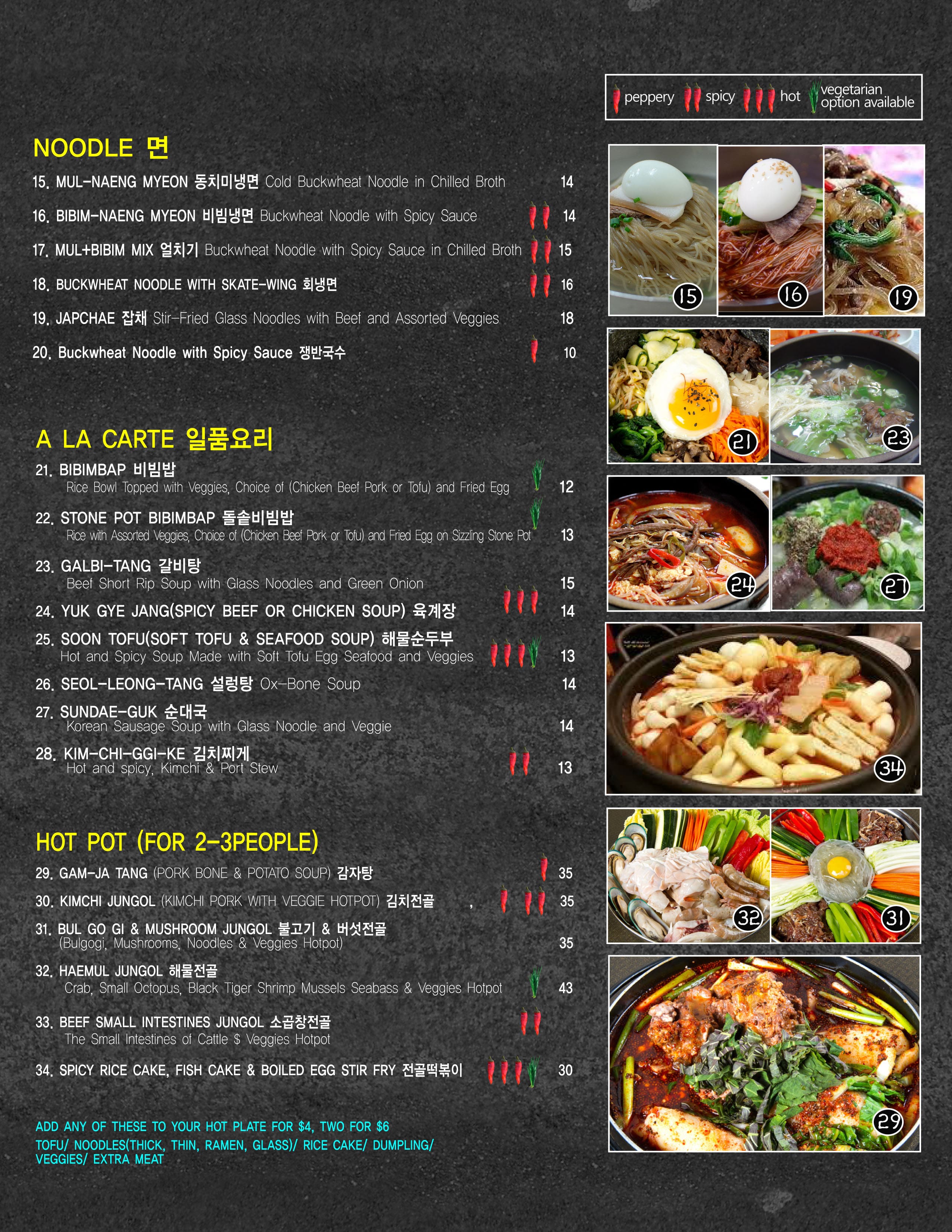 Carta de GOGI Korean BBQ, Calgary