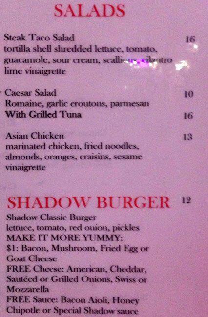 Menu at Shadow Boxers pub & bar, West New York