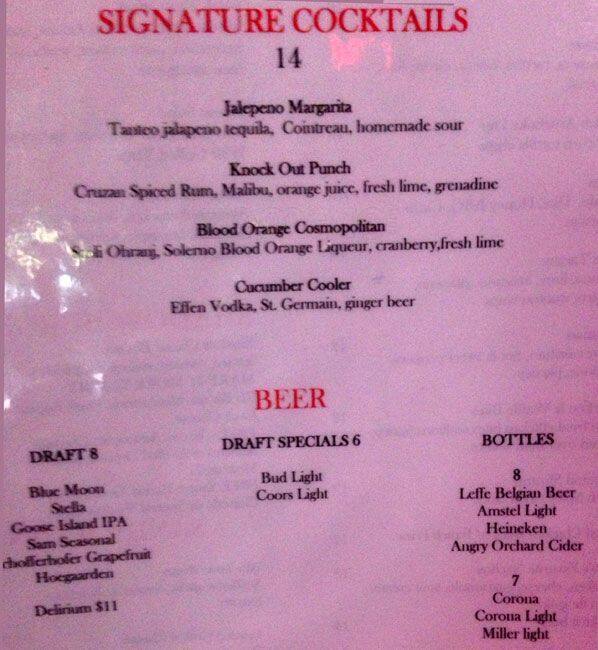 Menu at Shadow Boxers pub & bar, West New York