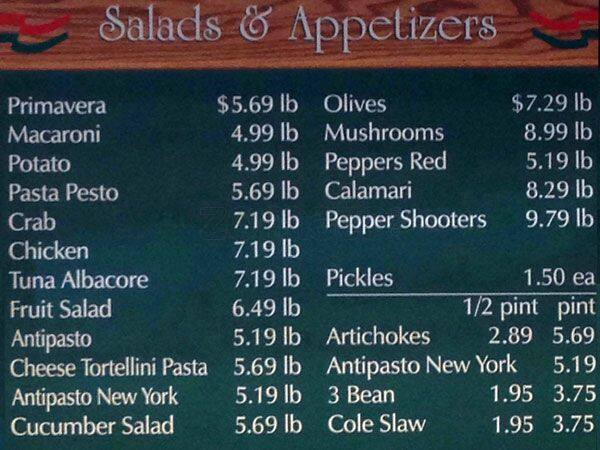 Menu at Genova Delicatessen restaurant, Napa