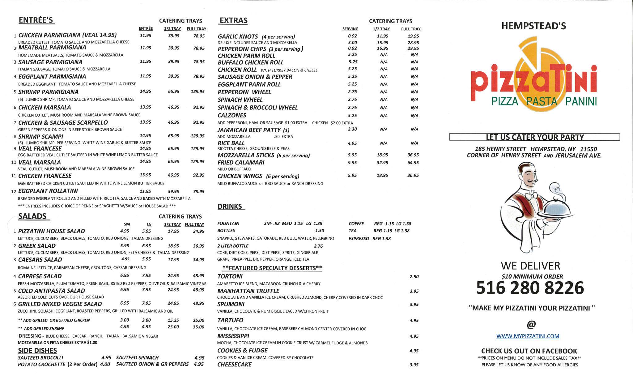 Menu at Pizzatini pizzeria, Hempstead