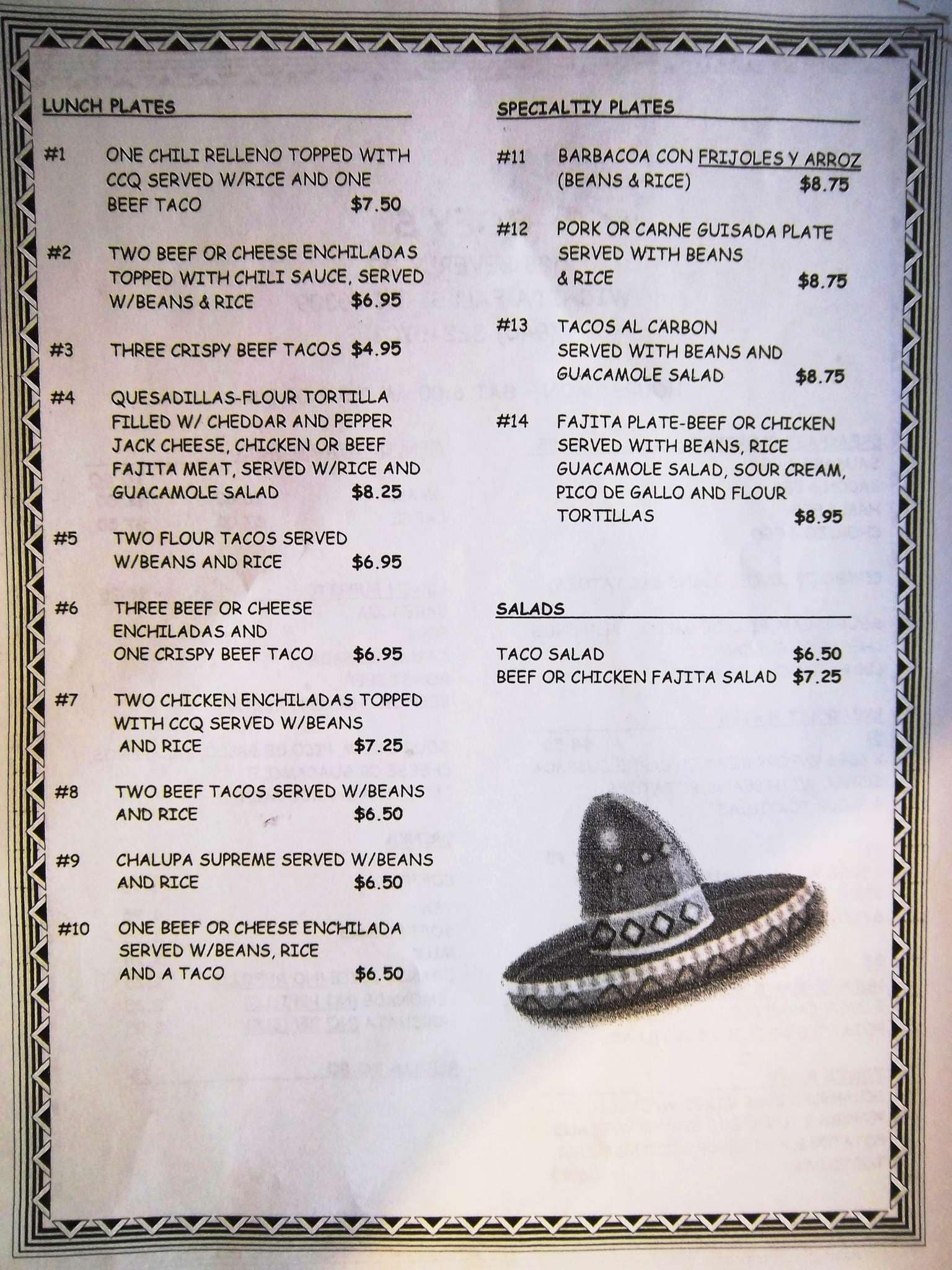 Menu at Joey's restaurant, Wichita Falls, 528 Beverly Dr