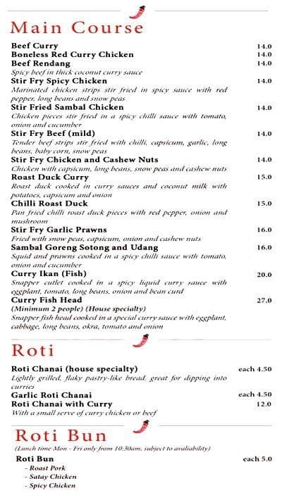 Menu at A Taste Of Spice restaurant, Albert Park