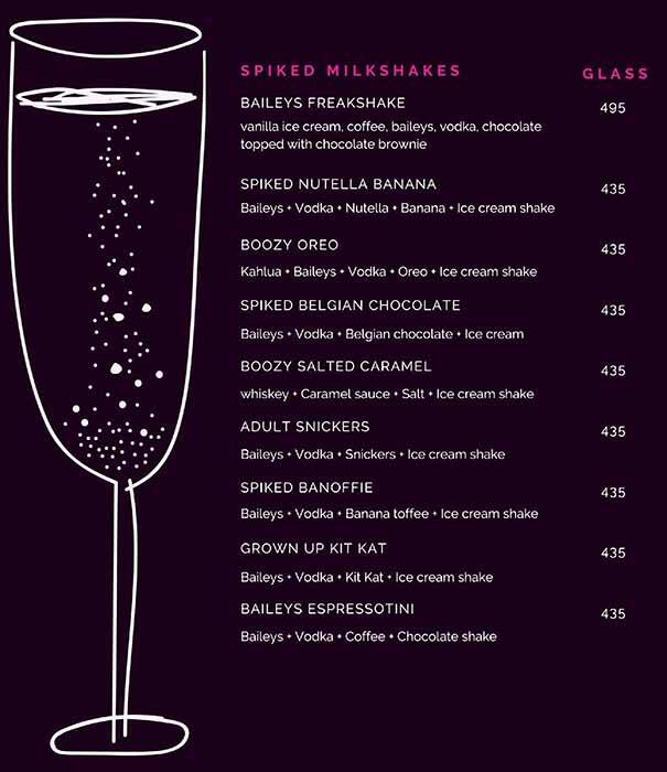 Menu at SkyBar, Shimla