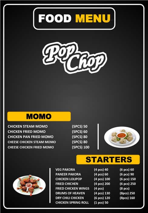 Menu of Pop Chop, Jadavpur, Kolkata