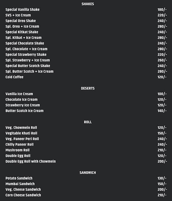 Menu of BBC Coffee, Mansarovar, Jaipur