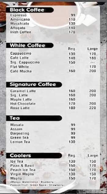 Menu of The Sardar Saab Cafe, Hauz Khas, New Delhi