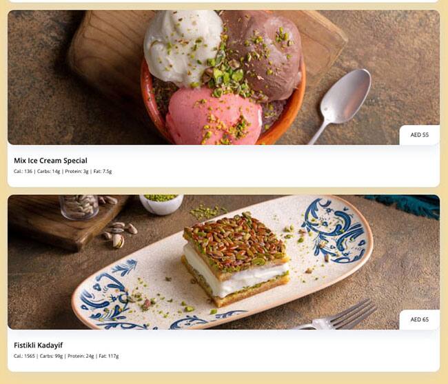Menu at Bosporus restaurant, Dubai, Mohammed Bin Rashid Boulevard