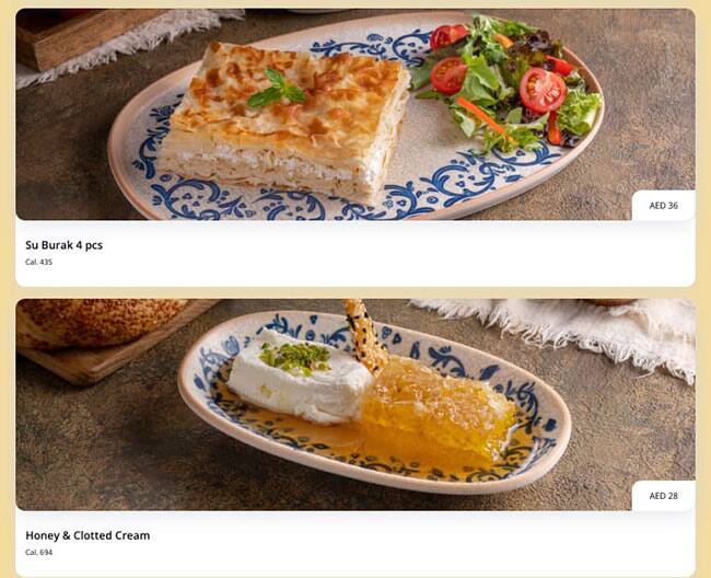 Menu at Bosporus restaurant, Dubai, Mohammed Bin Rashid Boulevard