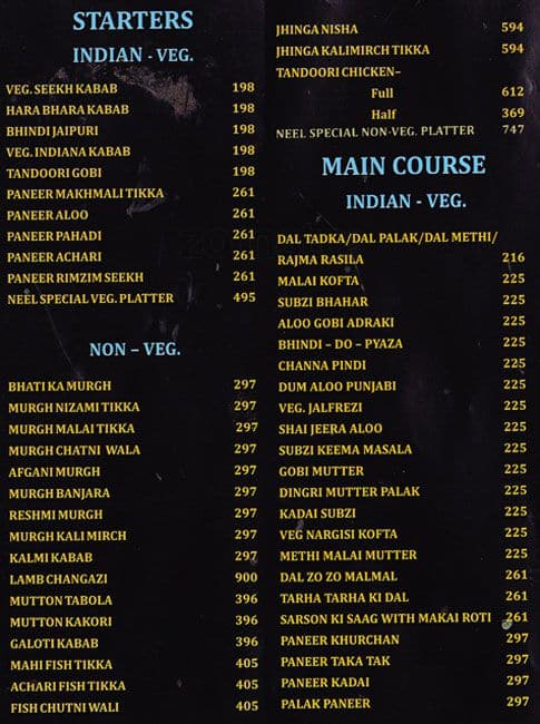 Menu at Neel Restaurant, Bengaluru, 3