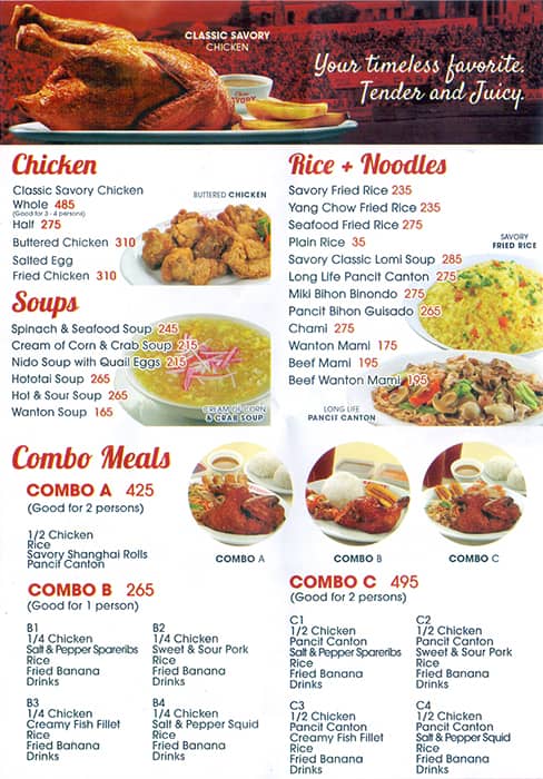 Menu at Classic Savory restaurant, Muntinlupa, National Road
