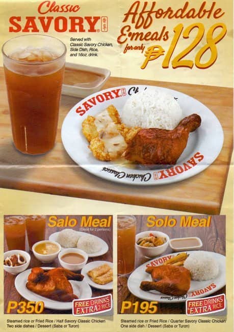 Menu at Savory Chicken Classics restaurant, Makati