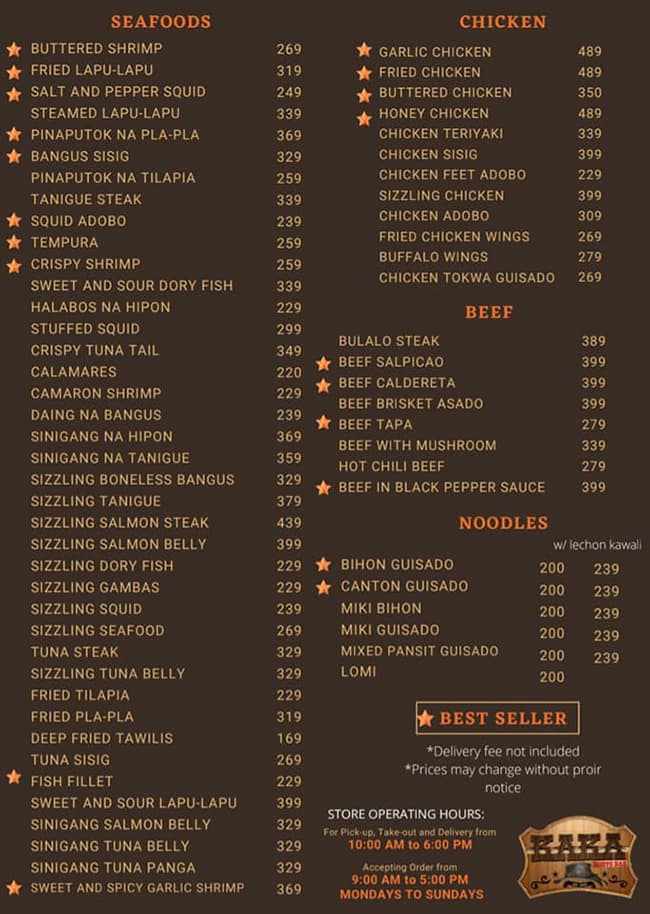 Menu at Kaka Resto Bar, Pasay, Macapagal Boulevard 33 HK Sun Plaza ...