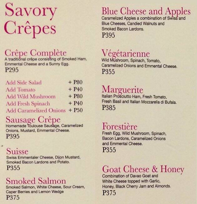 Menu at Bizu desserts, Mandaluyong, ABD Avenue