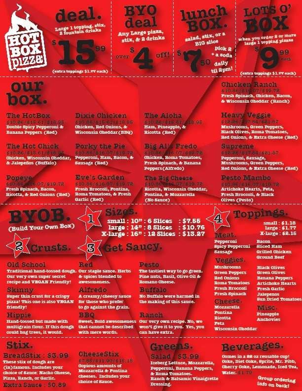 HotBox Pizza Menu, Menu untuk HotBox Pizza, West Lafayette, Lafayette ...